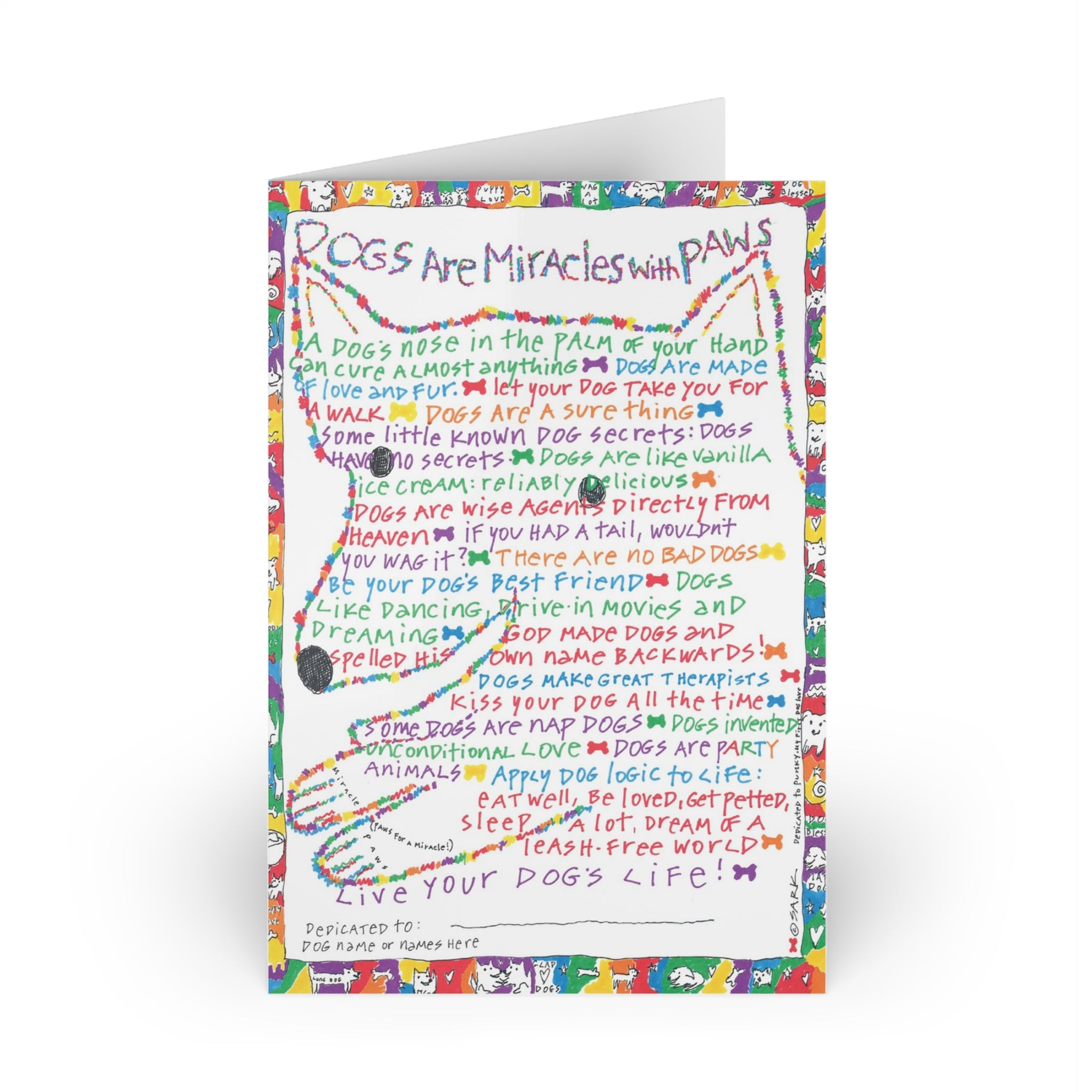 Dogs Are Miracles With Paws, SARK Greeting Cards (1 or 10-pcs) – Planet ...